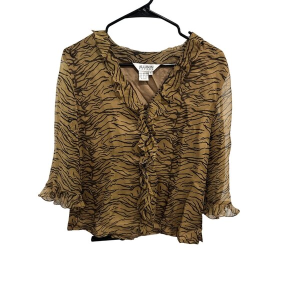 Allison Taylor | Tops | Allison Taylor Tiger Print Silk Blouse Tan ...